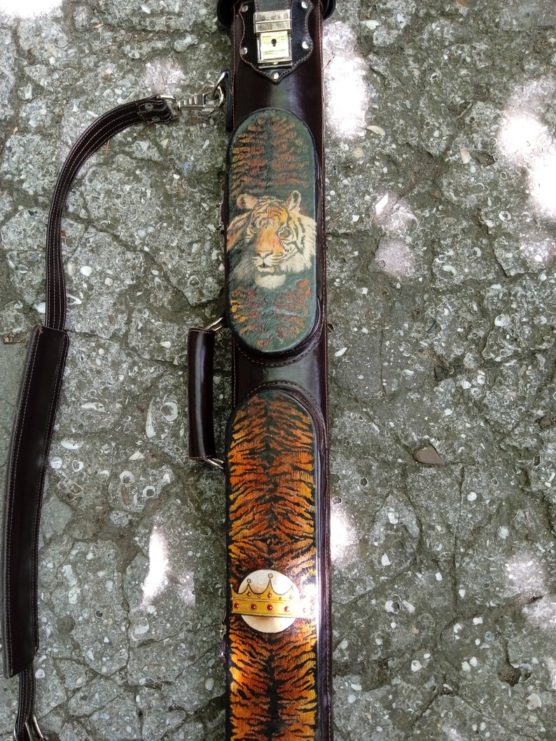 Handmade Tooled Genuine Leather Pool Cue Case With Accessory - Etsy