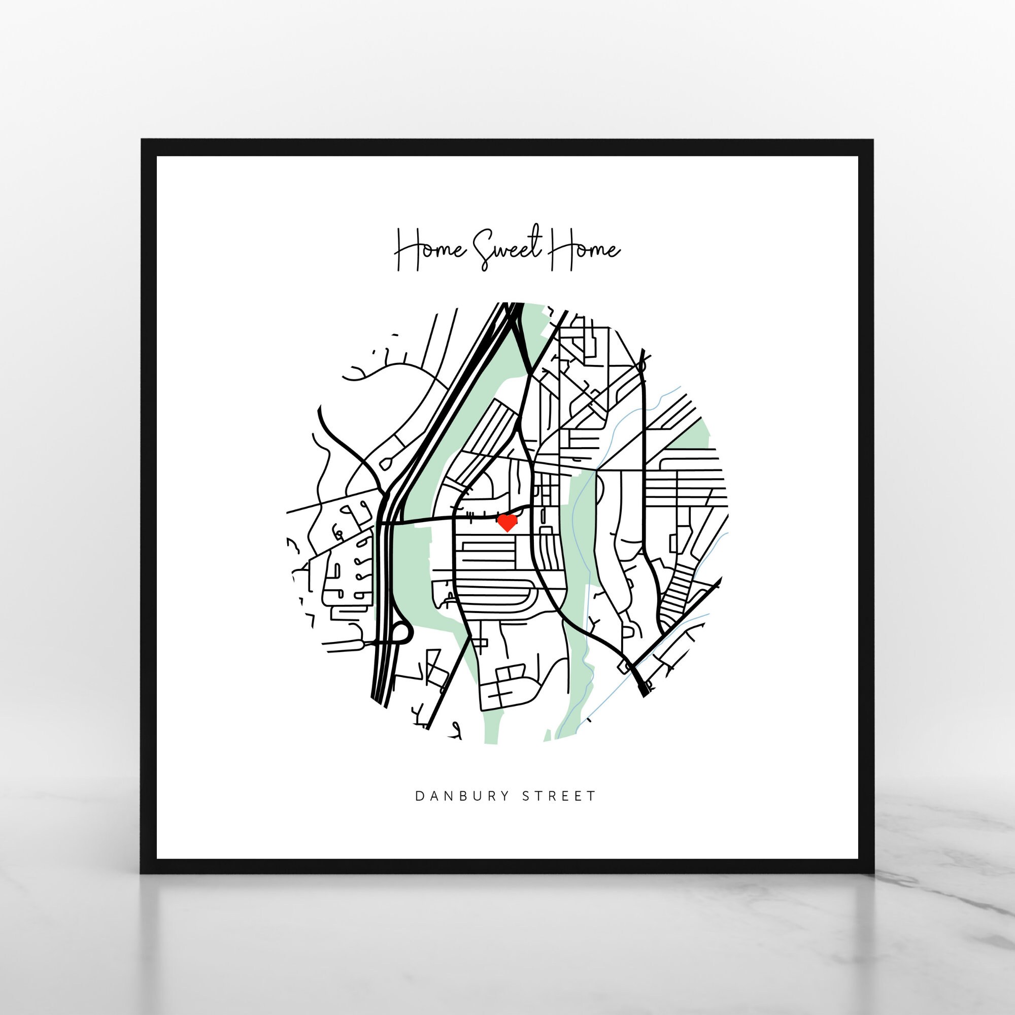 Custom Personalized Map PRINTABLE FILE | Home Sweet Home | Custom Shape ...