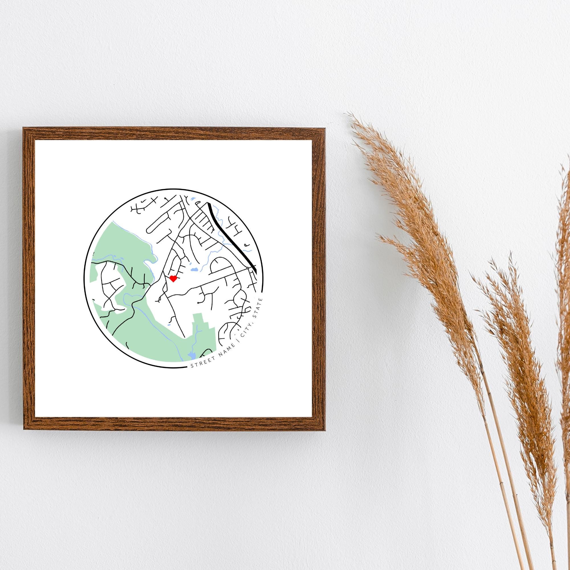 Custom Hand Drawn Location Map Art | Personalized Gift (digital ...