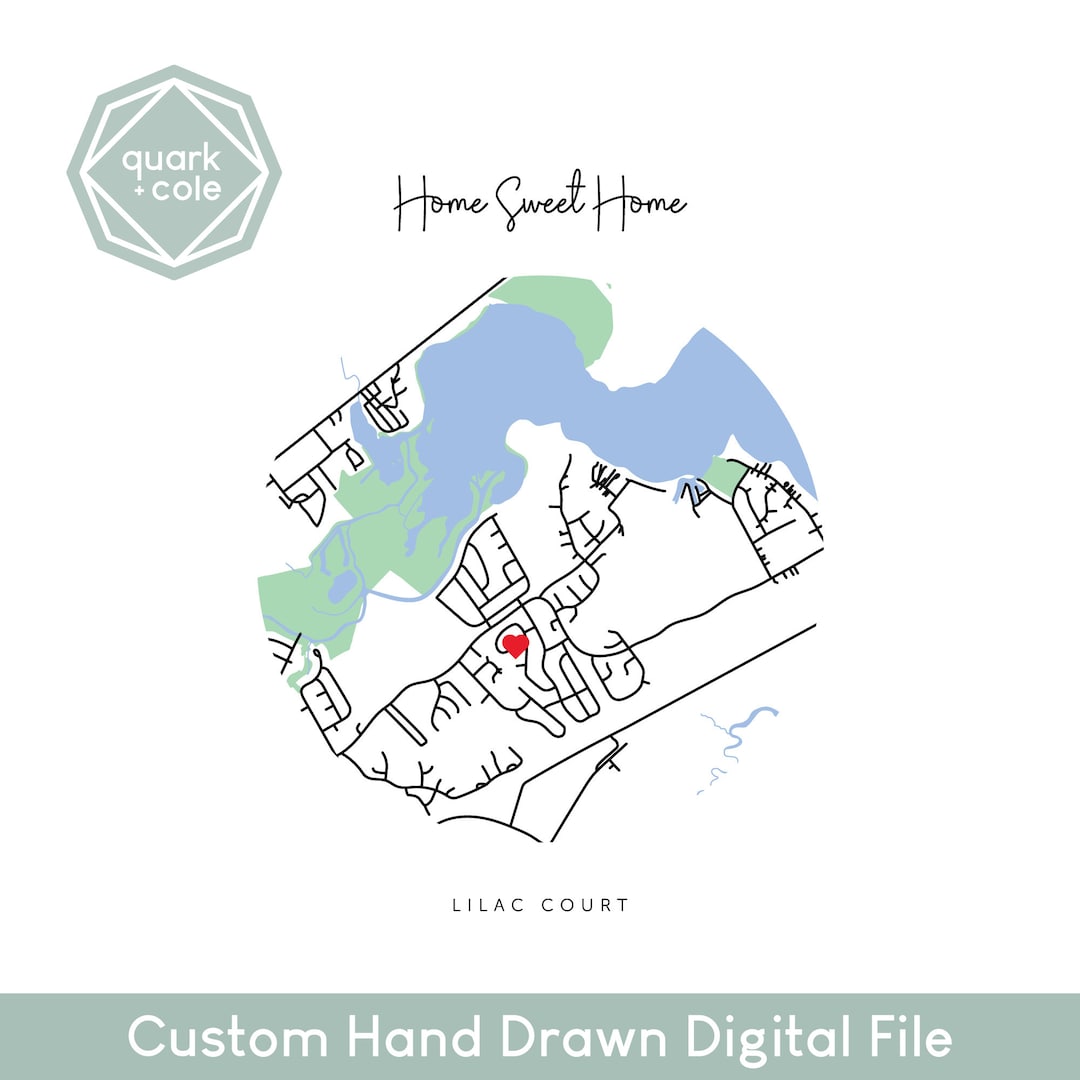 Custom Personalized Map PRINTABLE FILE | Home Sweet Home | Custom Shape ...