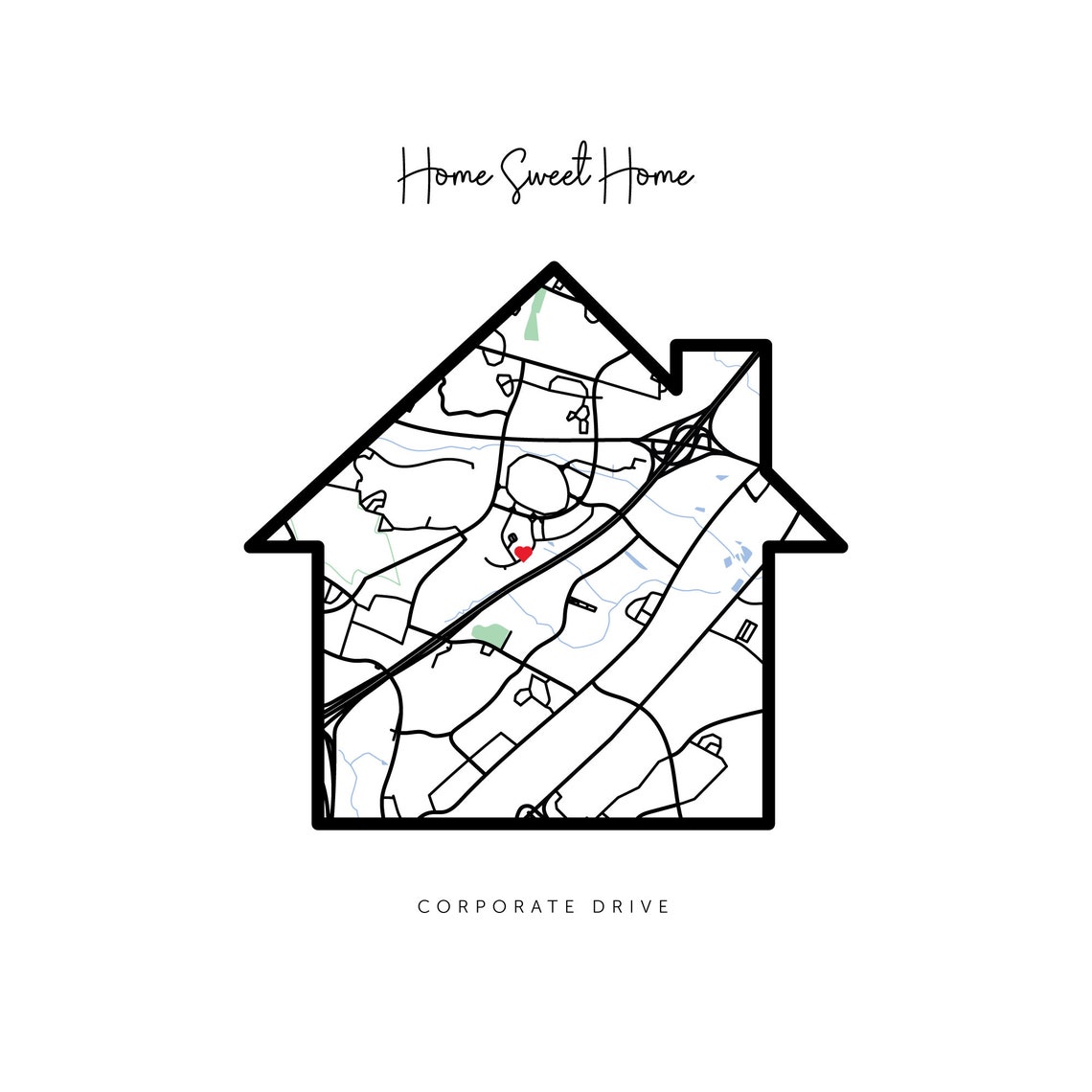 Custom Personalized Map PRINTABLE FILE Home Sweet Home - Etsy