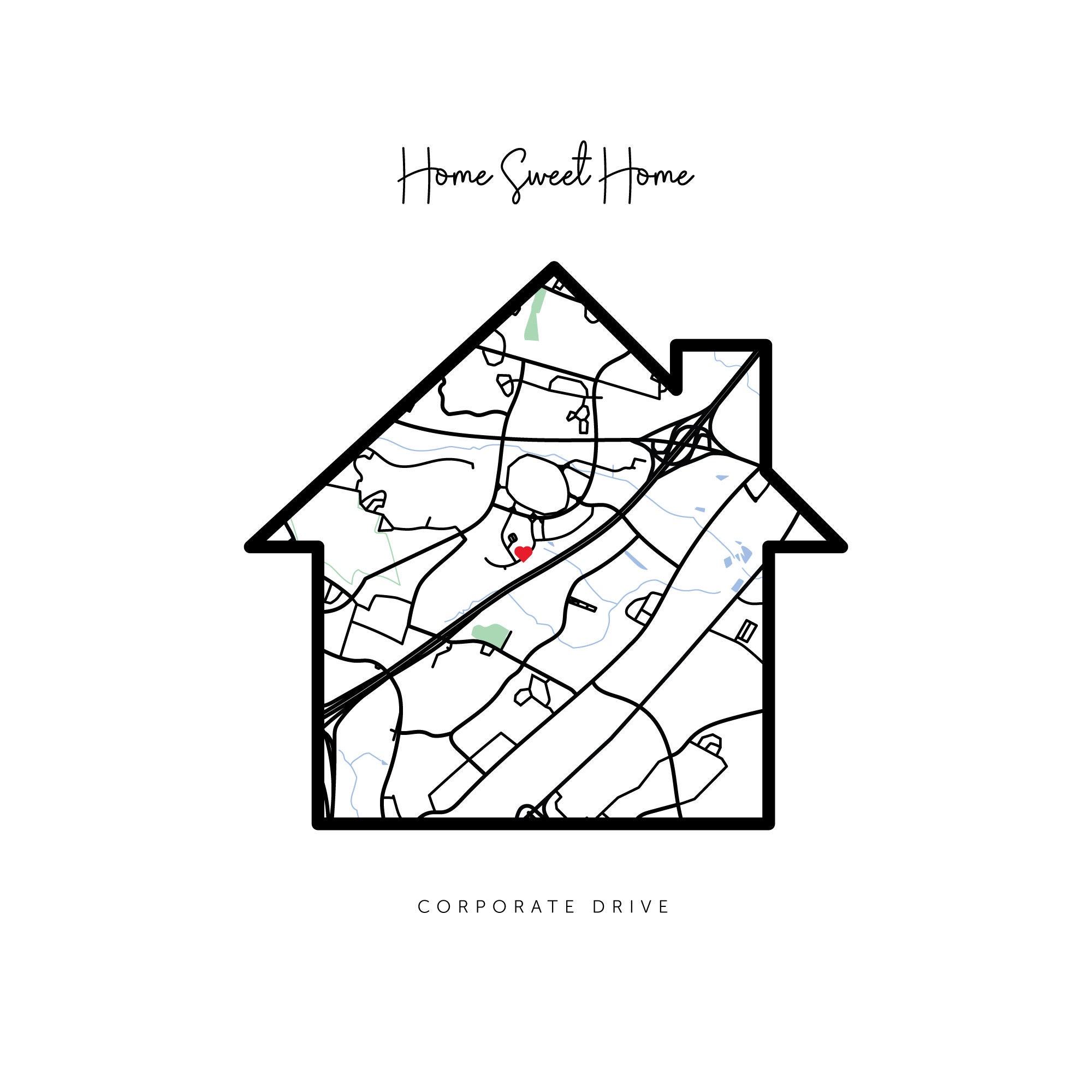 Custom Personalized Map PRINTABLE FILE Home Sweet Home - Etsy