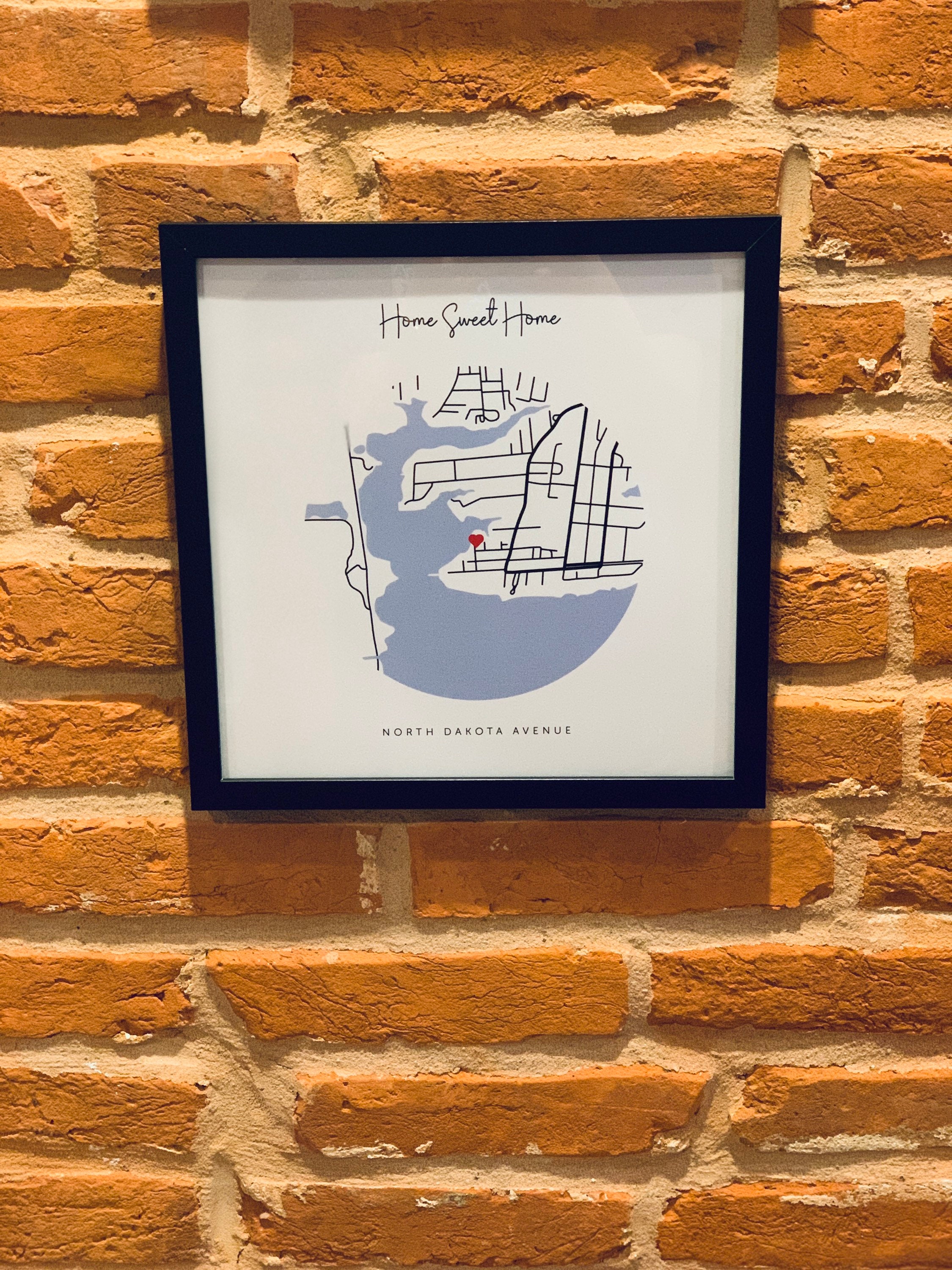 Custom Personalized Map FRAMED Physical Product Home Sweet - Etsy