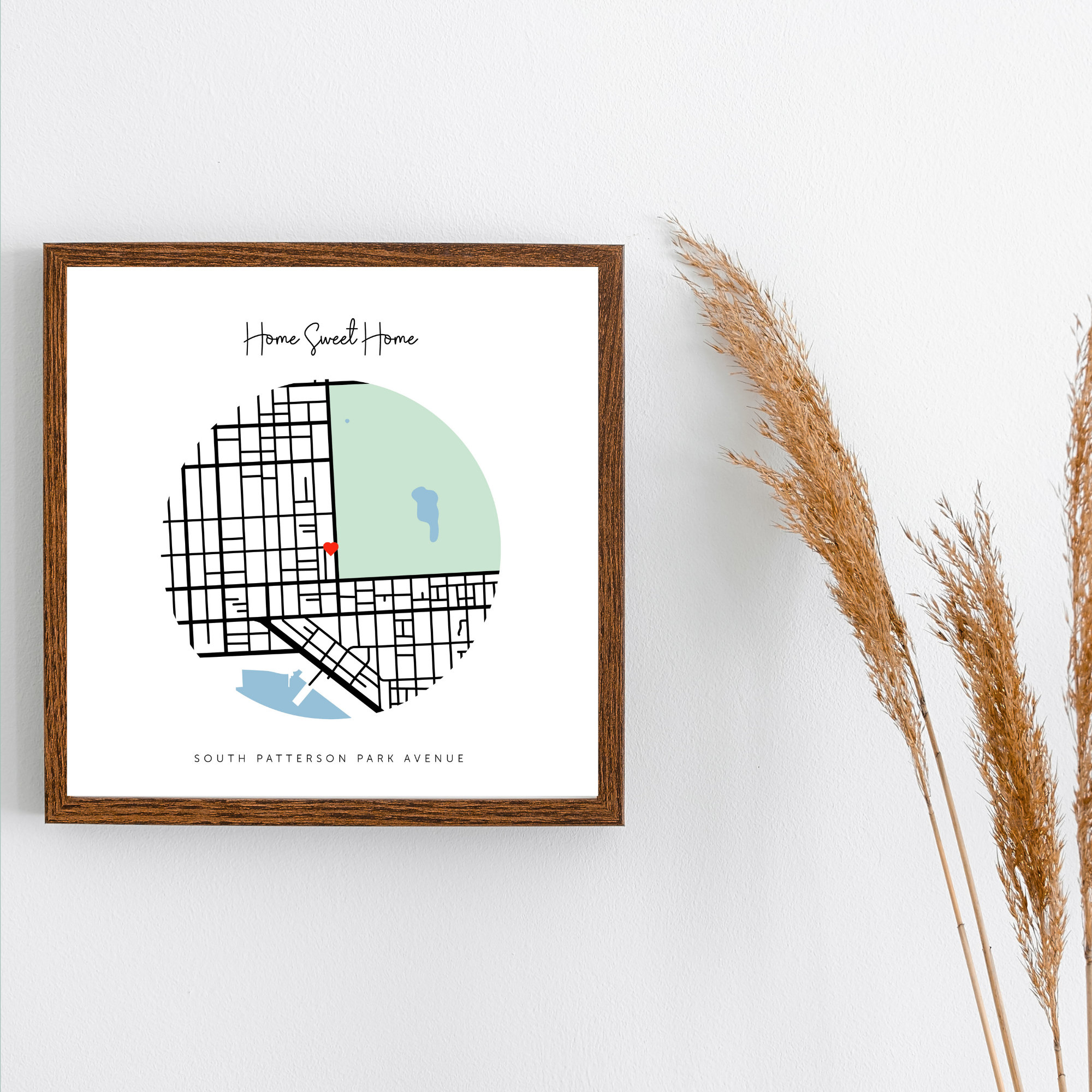 Custom Personalized Map PRINTABLE FILE Home Sweet Home Custom Shape ...
