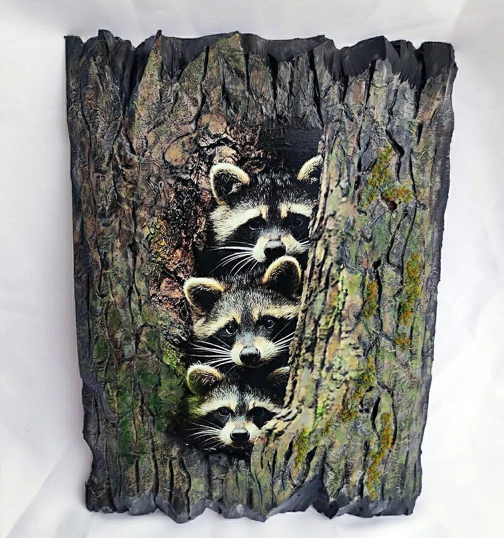 Tree Dark With Moss Wall Art Farmhouse Decor Imitation of Wooden Wall ...