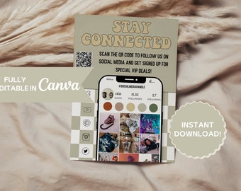 Qr Code Sign Connect With Us - Etsy