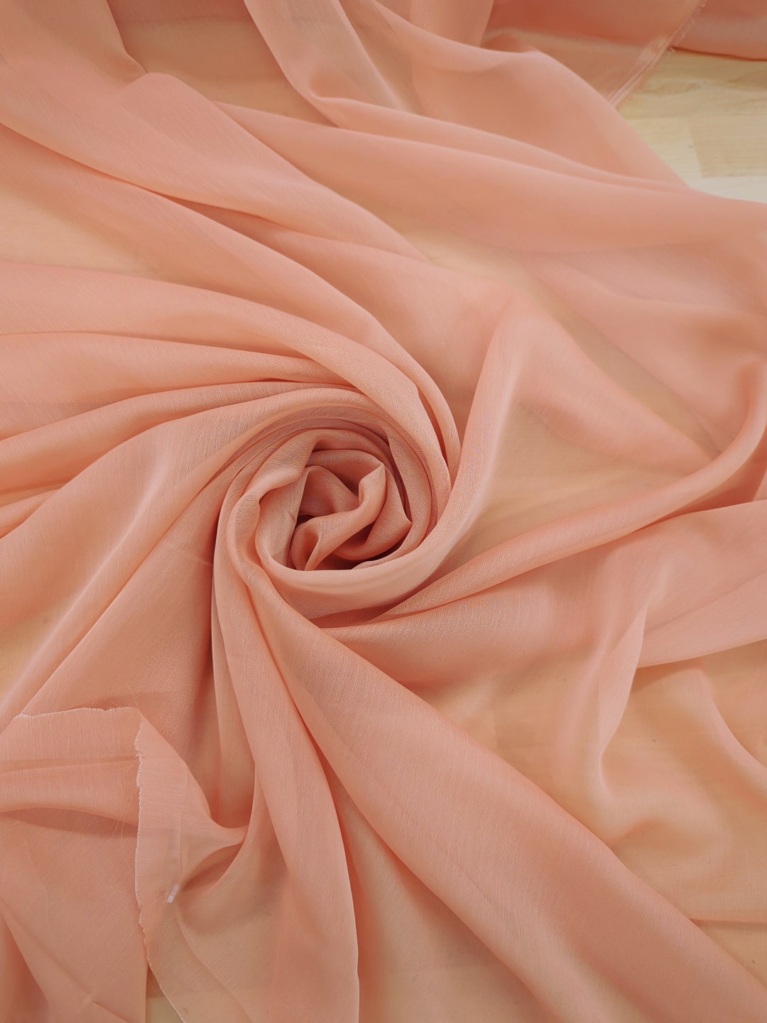 Peach Two Tone Chiffon Fabric - Chiffon Fabric - Sheer Fabric by the ...