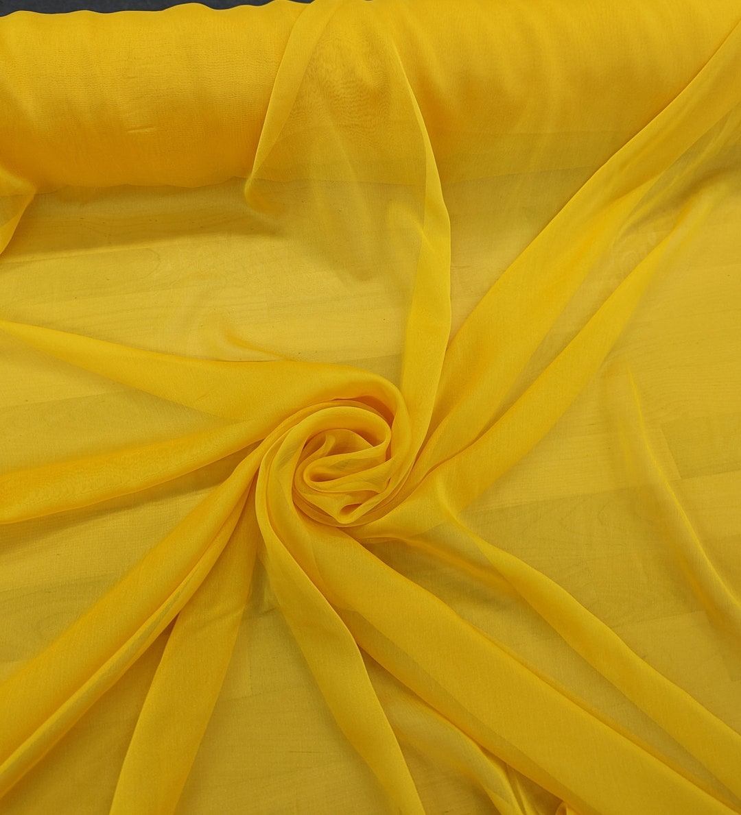 Golden Yellow Two Tone Chiffon Fabric - Chiffon Fabric - Sheer Fabric ...