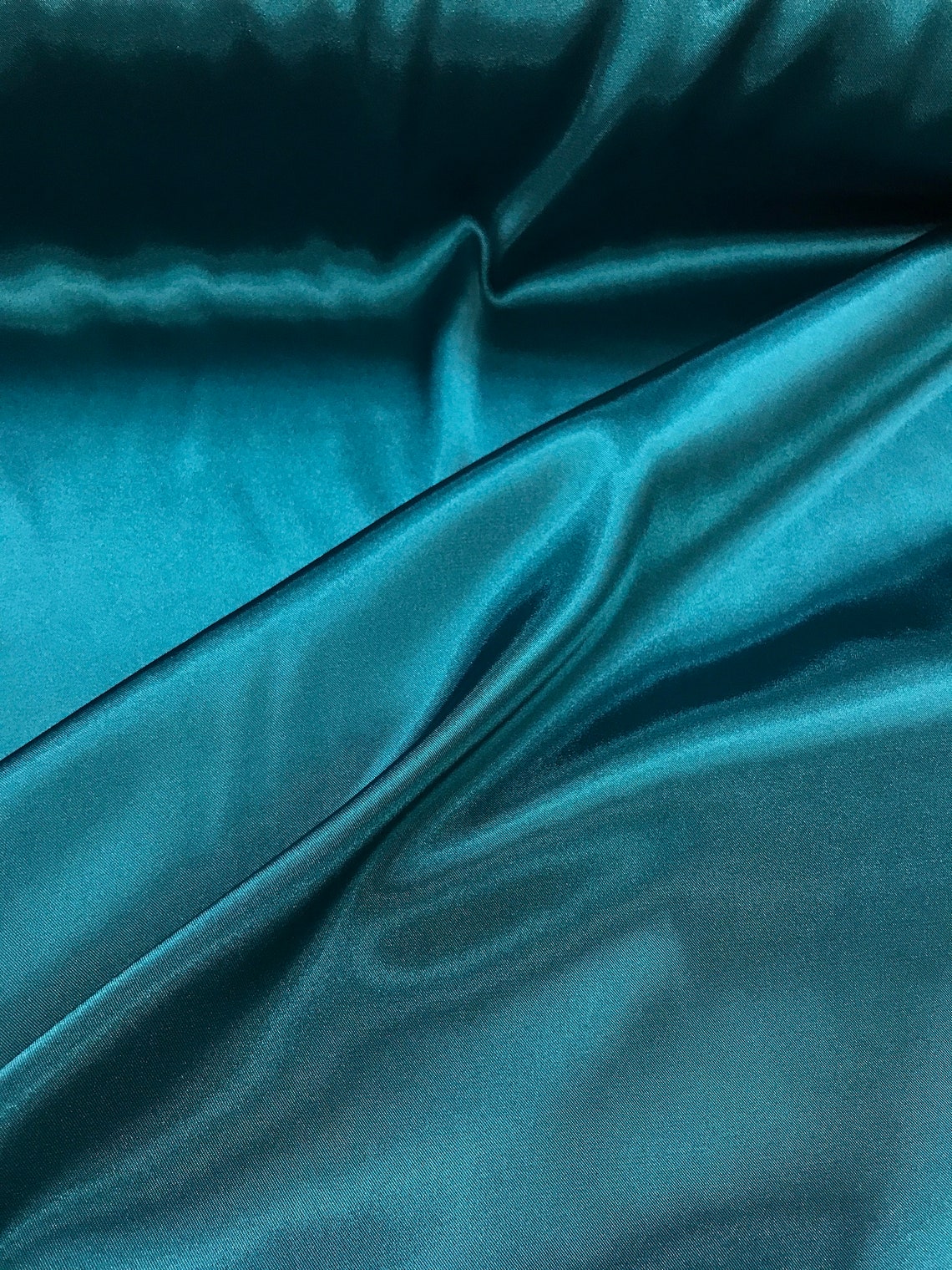 Teal Blue Charmeuse Fabric Fabric by the Yard | Etsy