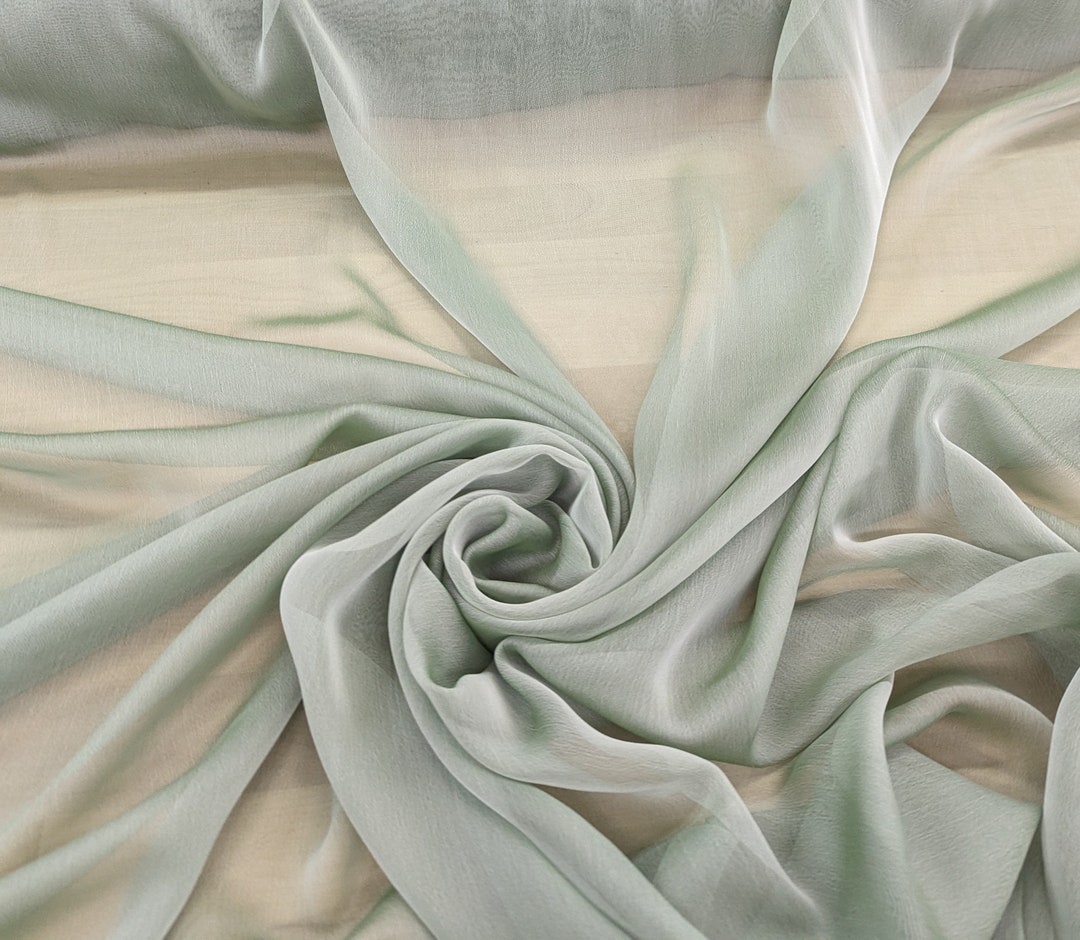 Sage Green Two Tone Chiffon Fabric - Chiffon Fabric - Sheer Fabric by ...