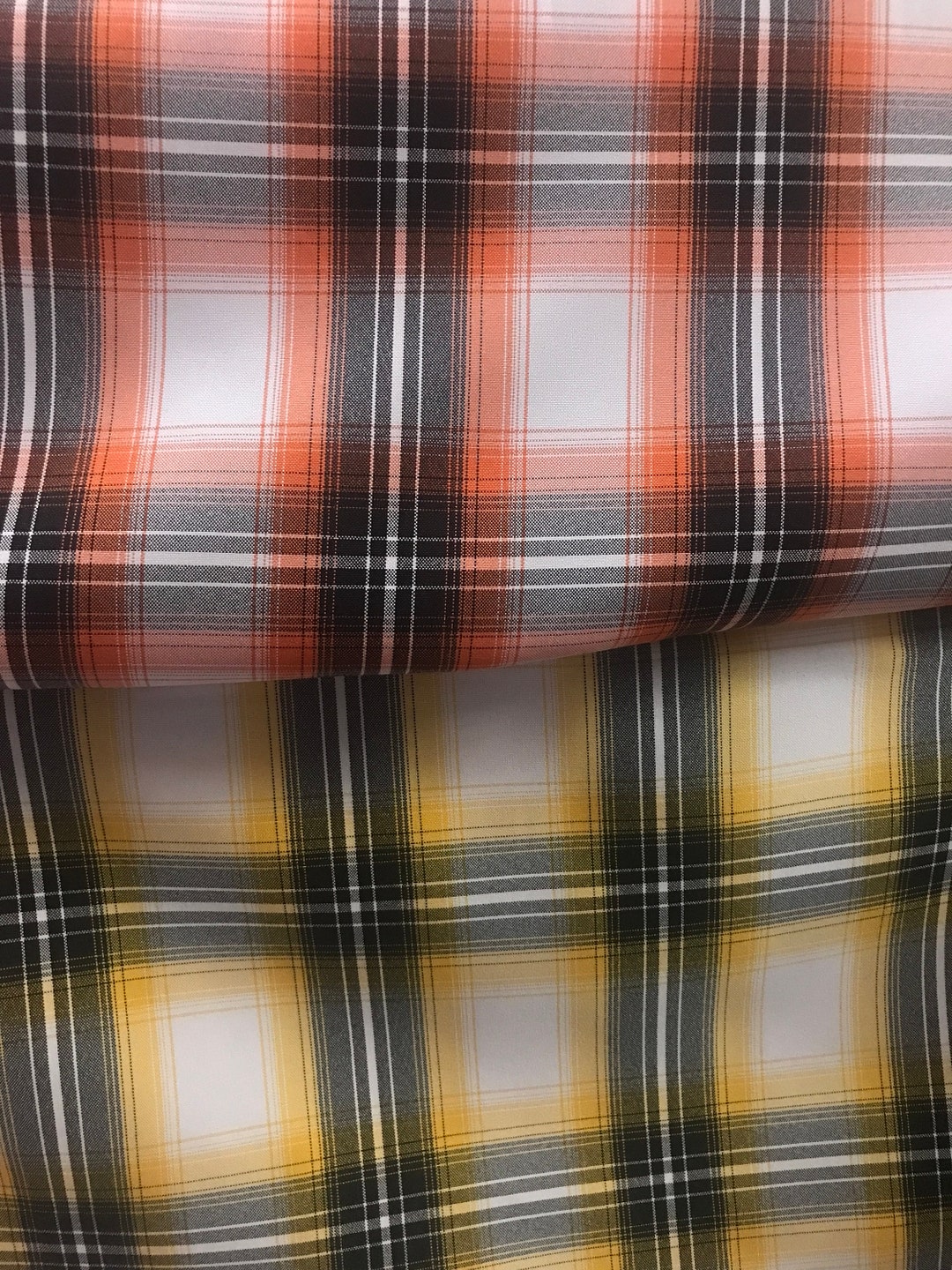 Polyester Plaid Fabric - Poly Poplin Plaid Fabric - Orange and Yellow ...