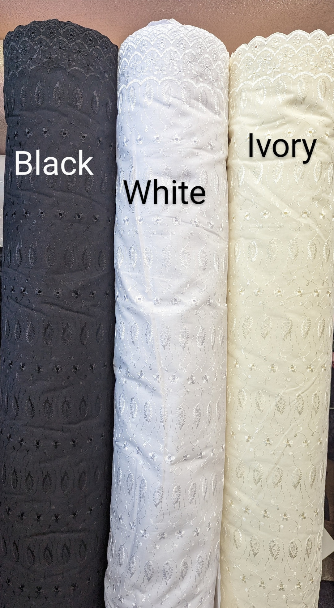 11 Colors of Eyelet Fabric by the Yard/ Scallop Border Eyelet Fabric ...