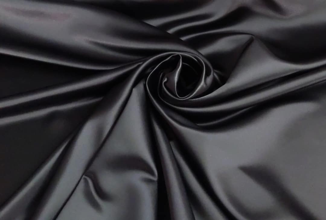 Black Dull Satin Fabric by the Yard /duchess Satin/ Peau De Soie Fabric ...