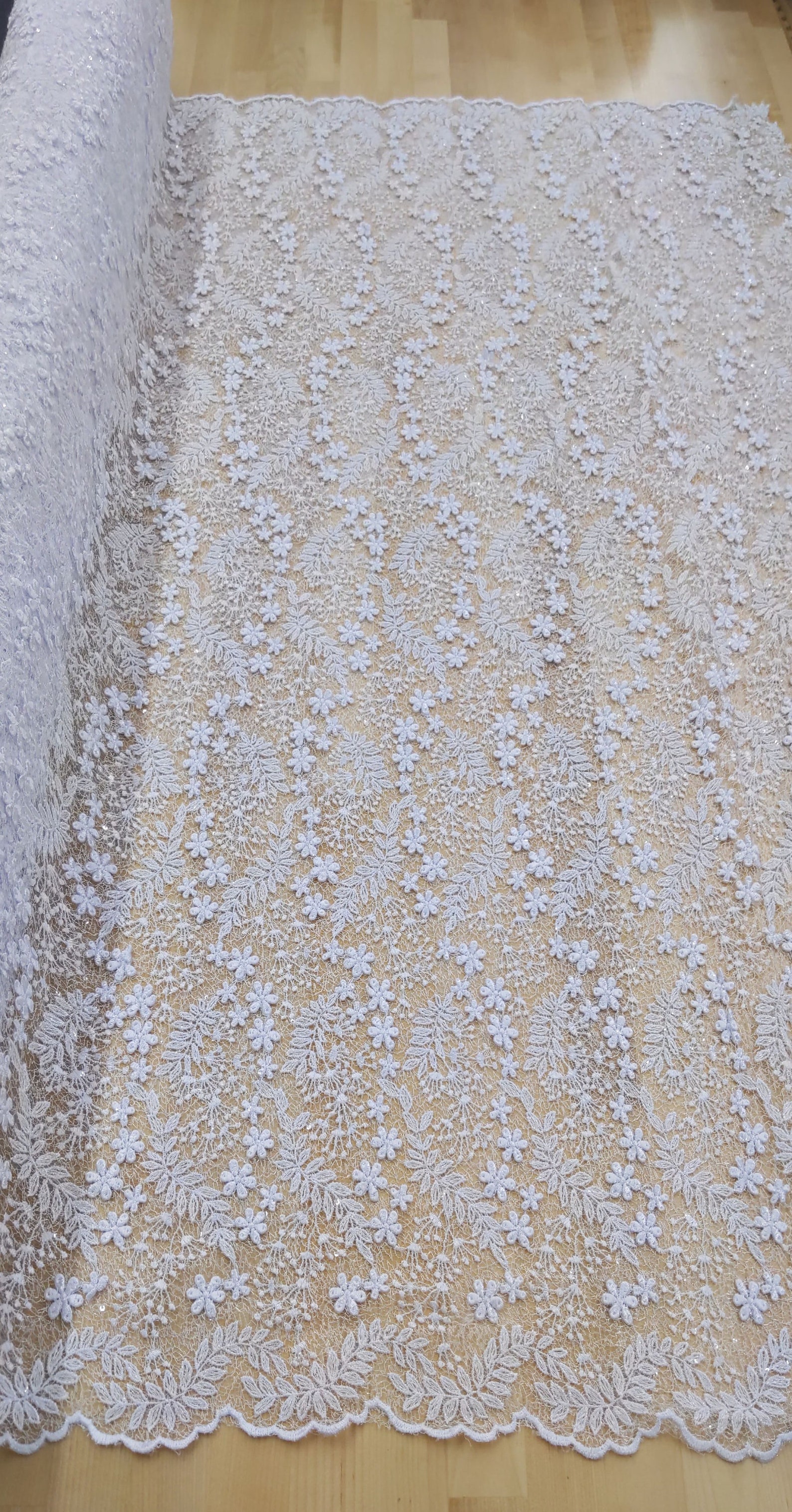 3 Colors of Bridal Lace With Small Flowers/ White Bridal Lace/ off ...