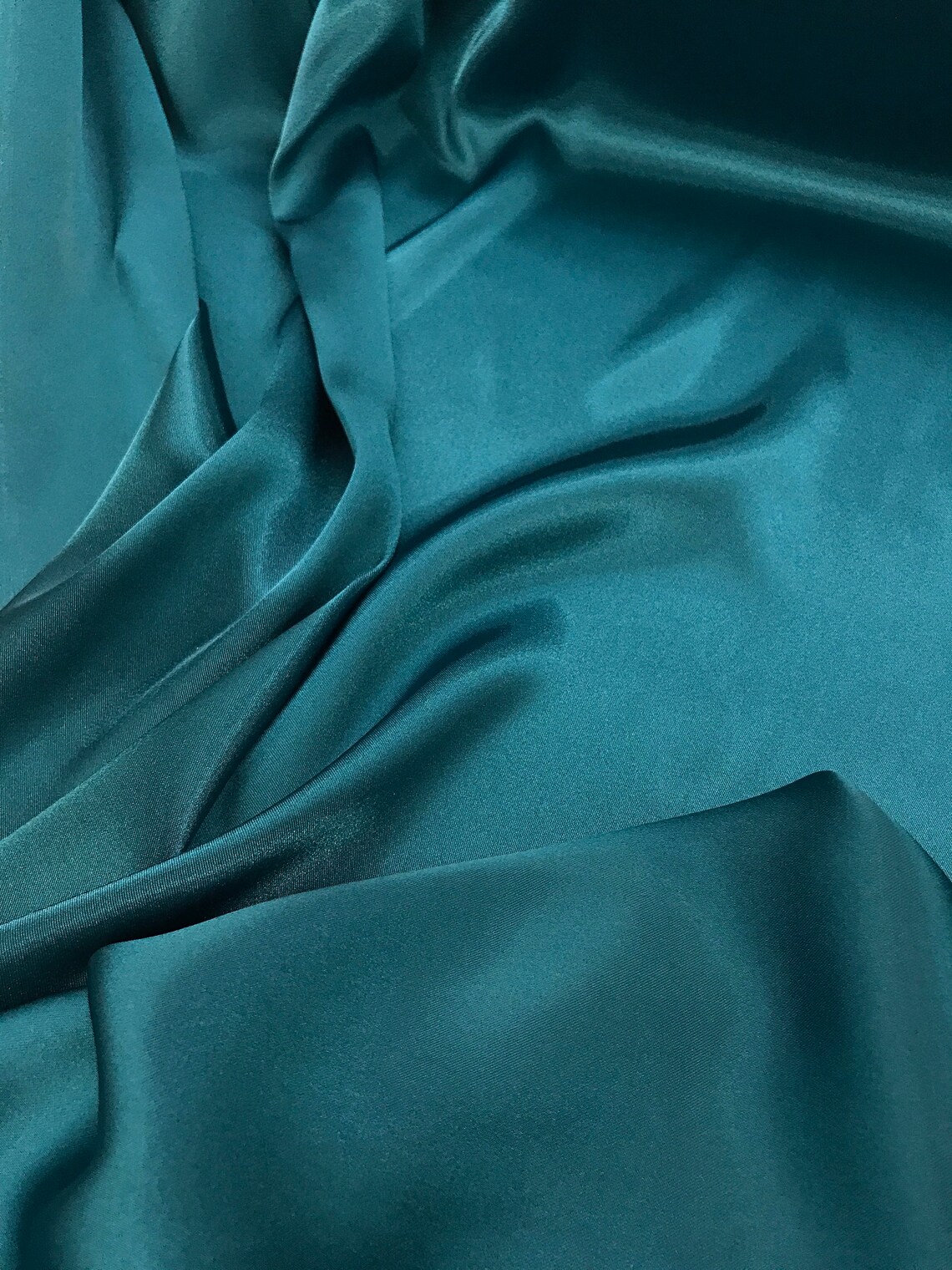 Teal Blue Charmeuse Fabric Fabric by the Yard | Etsy