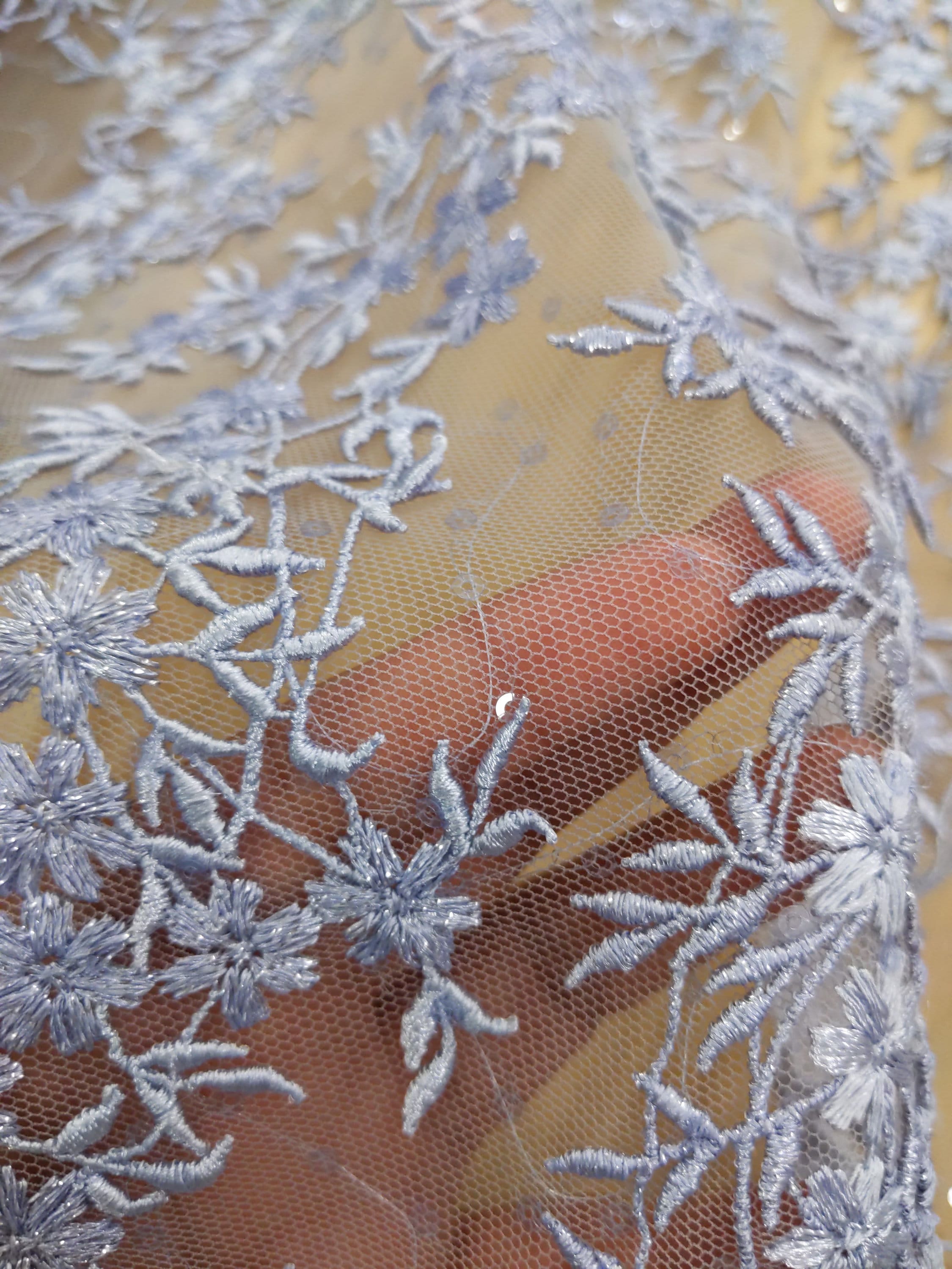 2 Colors of All Over Small Flower Lace / Dusty Blue Lace - Etsy