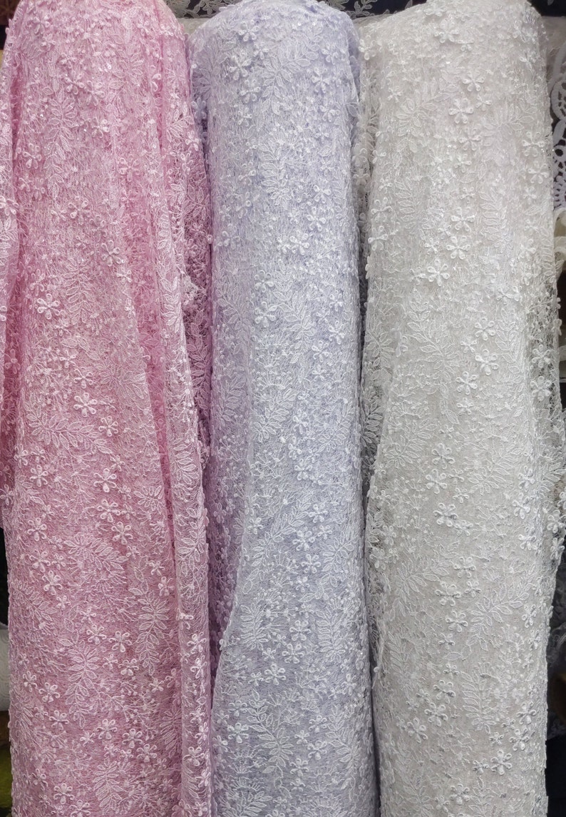 3 Colors of Bridal Lace With Small Flowers/ White Bridal Lace/ off ...