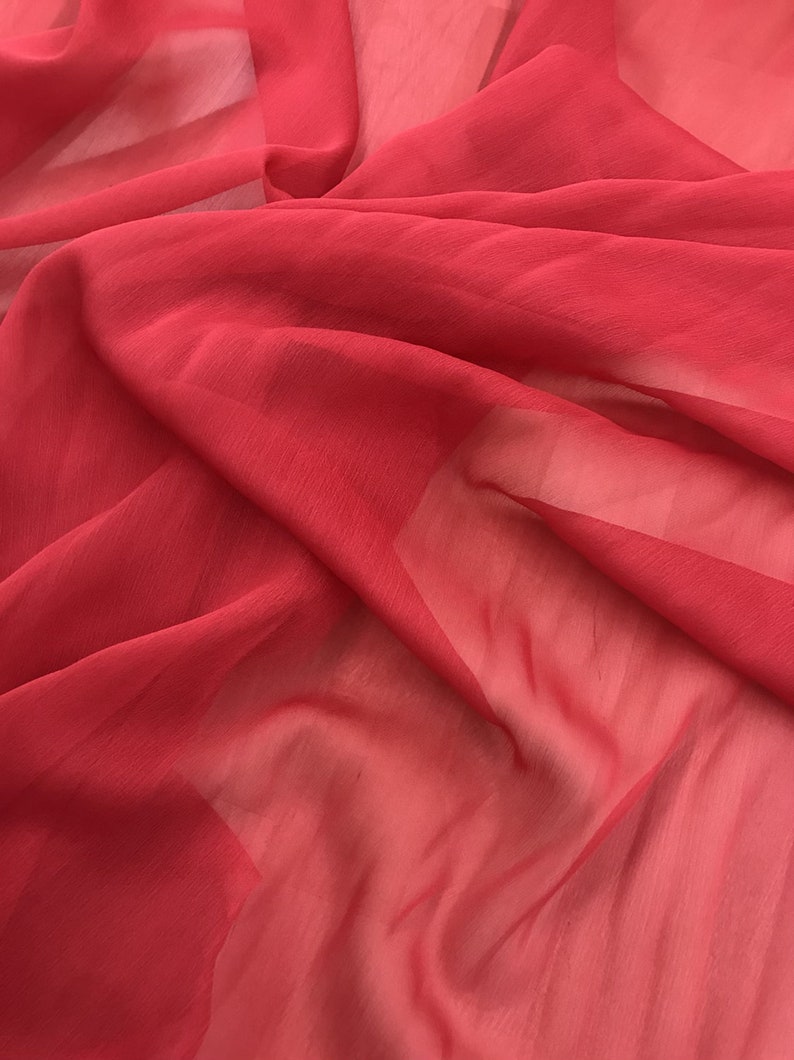 Red Two Tone Chiffon Fabric Chiffon Fabric Sheer Fabric - Etsy