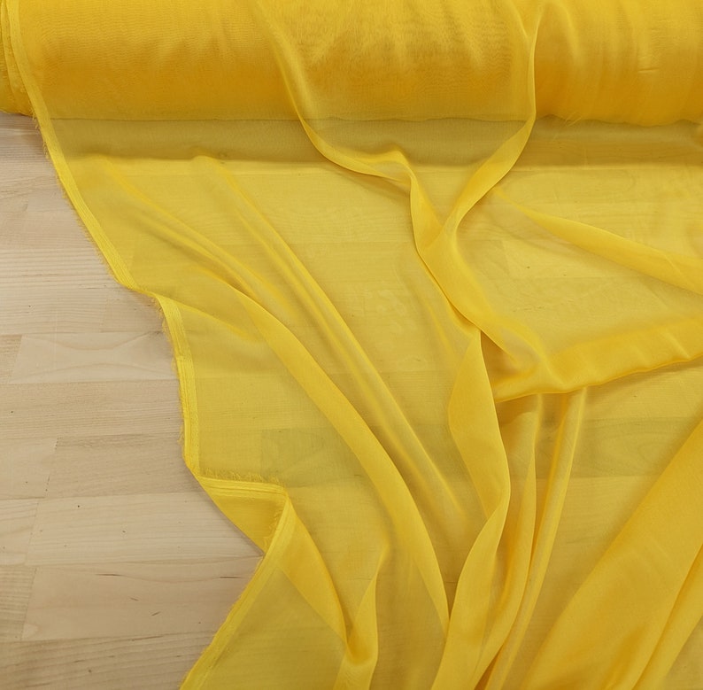 Golden Yellow Two Tone Chiffon Fabric - Chiffon Fabric - Sheer Fabric ...