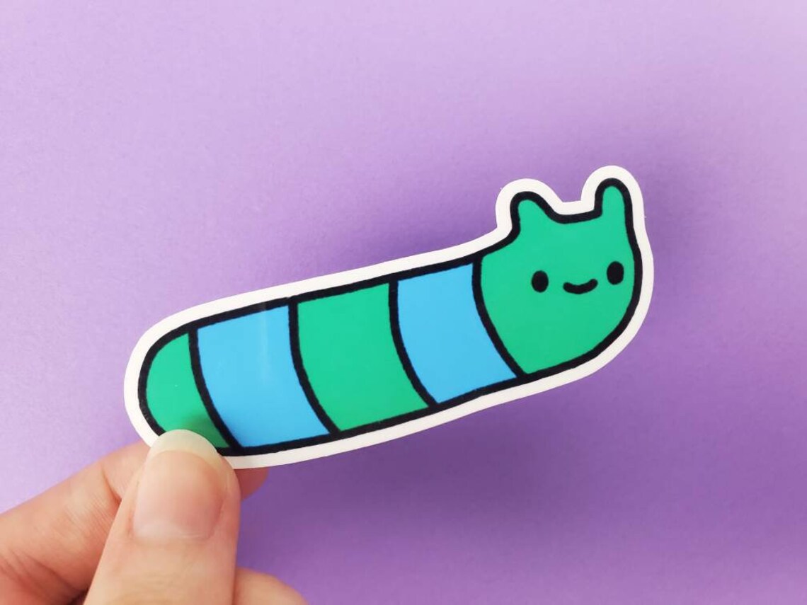 Cute Striped Caterpillar Inchworm Sticker - Etsy