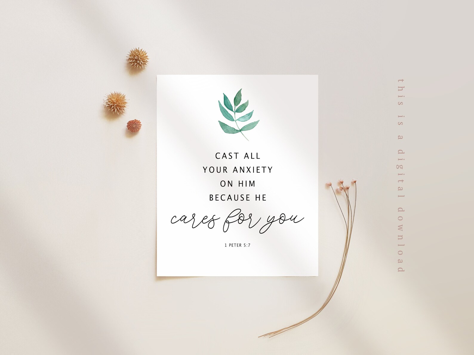 Cast Your Anxiety Bible Verse Wall Art Printable Scripture Art Print 1 ...