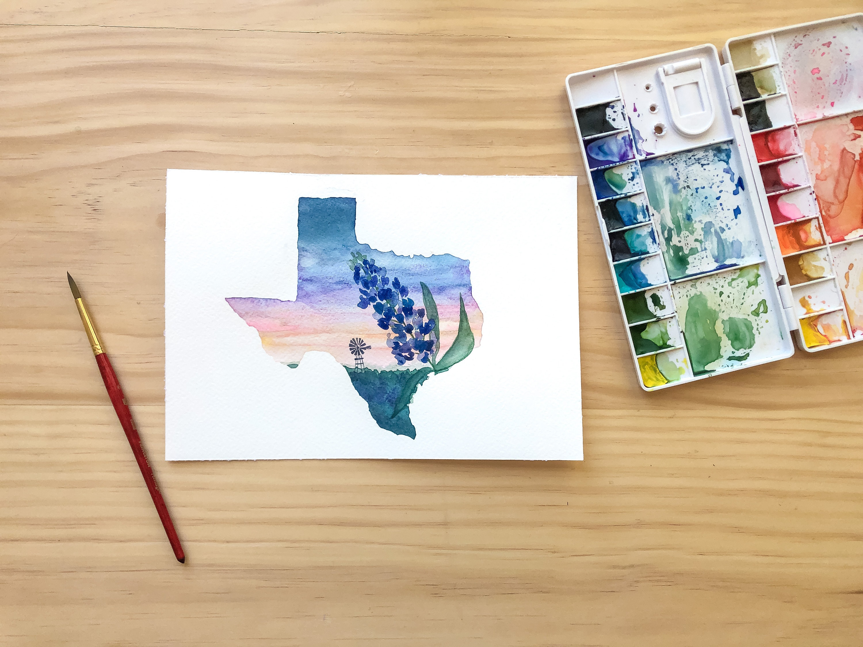 Texas Bluebonnet Printable Wall Art Print State of Texas - Etsy