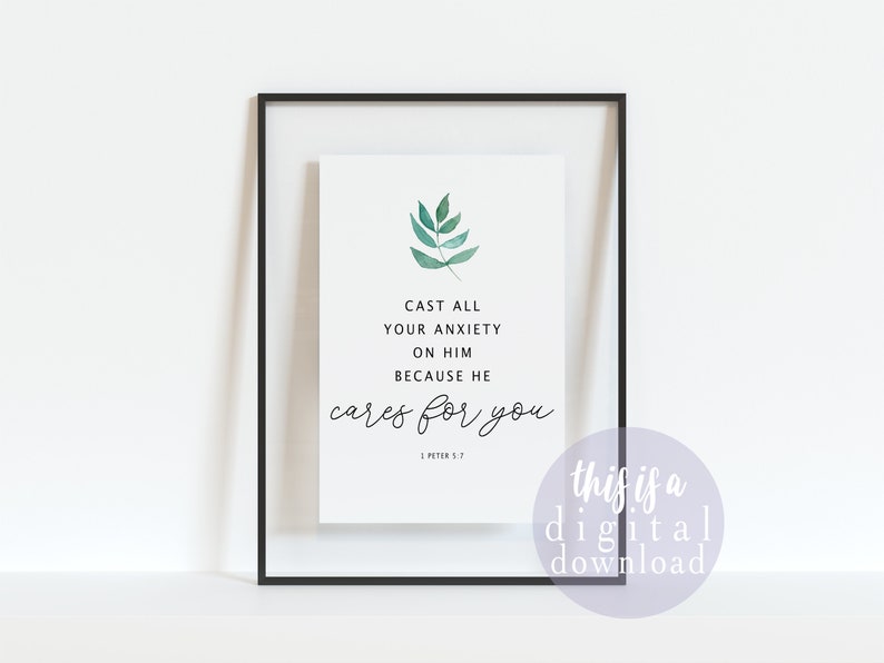 Cast Your Anxiety Bible Verse Wall Art Printable Scripture Art Print 1 ...