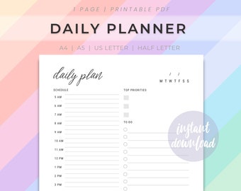 Daily Planner Printable, Hourly Time Blocking, Personal & Work Task to ...