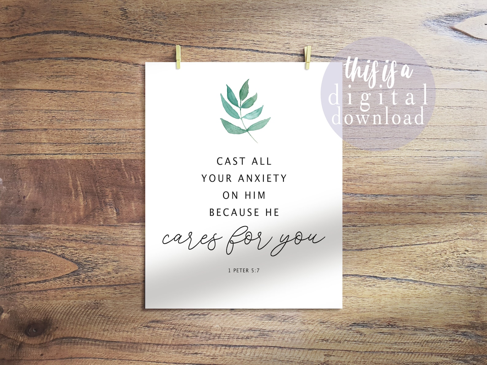 Cast Your Anxiety Bible Verse Wall Art Printable Scripture Art Print 1 ...