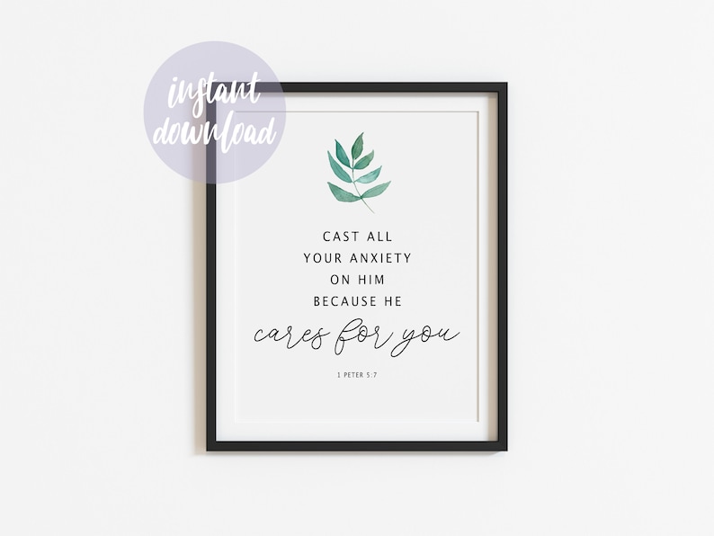 Cast Your Anxiety Bible Verse Wall Art | Printable Scripture Art Print ...