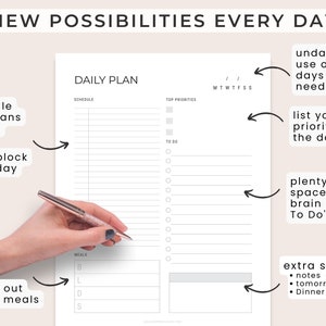 Minimalist Daily Planner, Priority to Do List, Blank Time Blocking ...