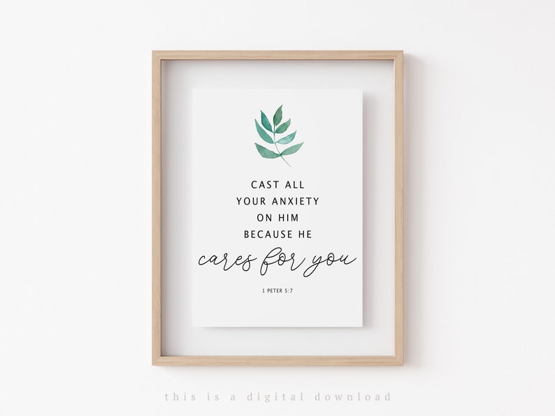 Cast Your Anxiety Bible Verse Wall Art | Printable Scripture Art Print ...