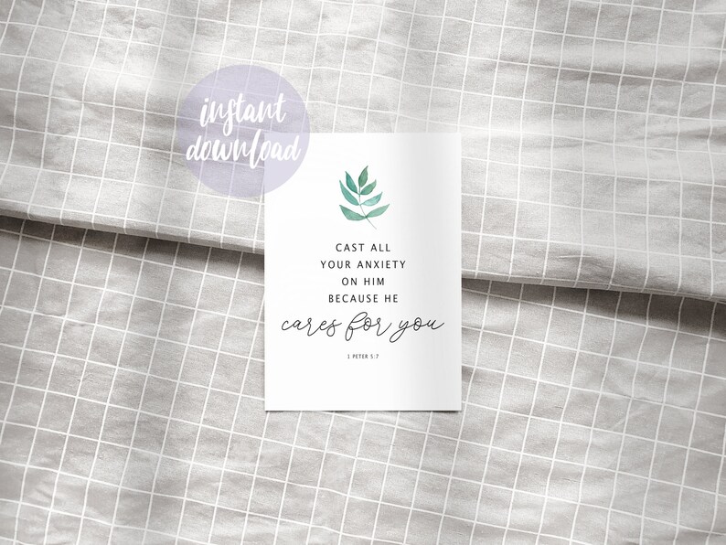 Cast Your Anxiety Bible Verse Wall Art Printable Scripture Art Print 1 ...