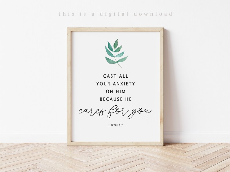 Cast Your Anxiety Bible Verse Wall Art Printable Scripture Art Print 1 ...