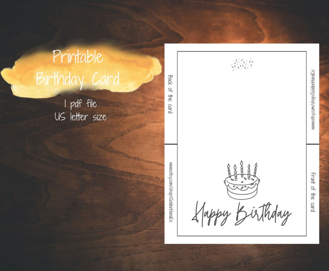 Printable Happy Birthday Card, HBD Greeting Card, Instant Download 5x7 ...