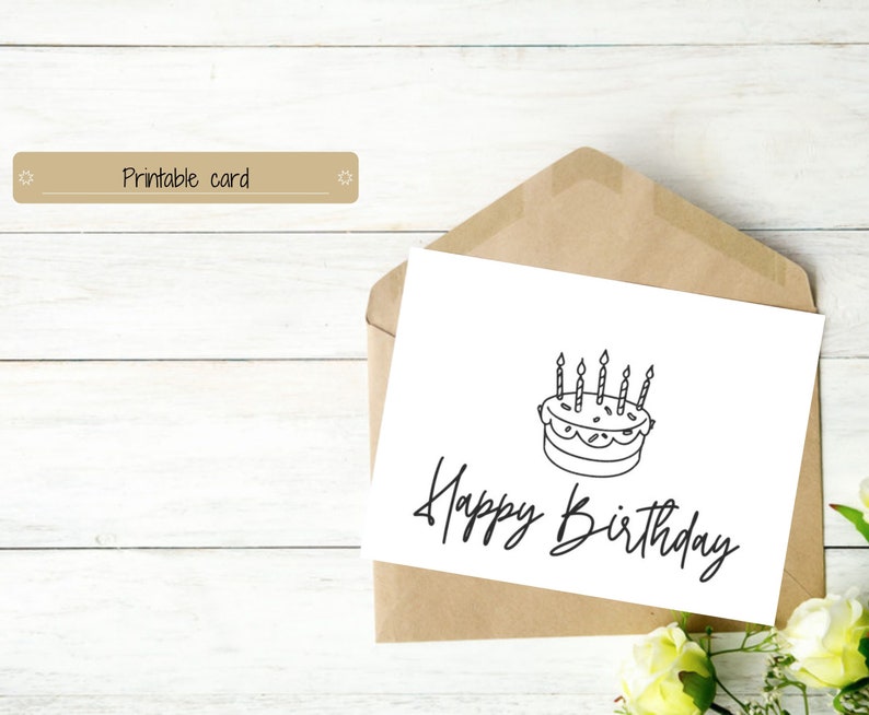 Printable Happy Birthday Card, HBD Greeting Card, Instant Download 5x7 ...