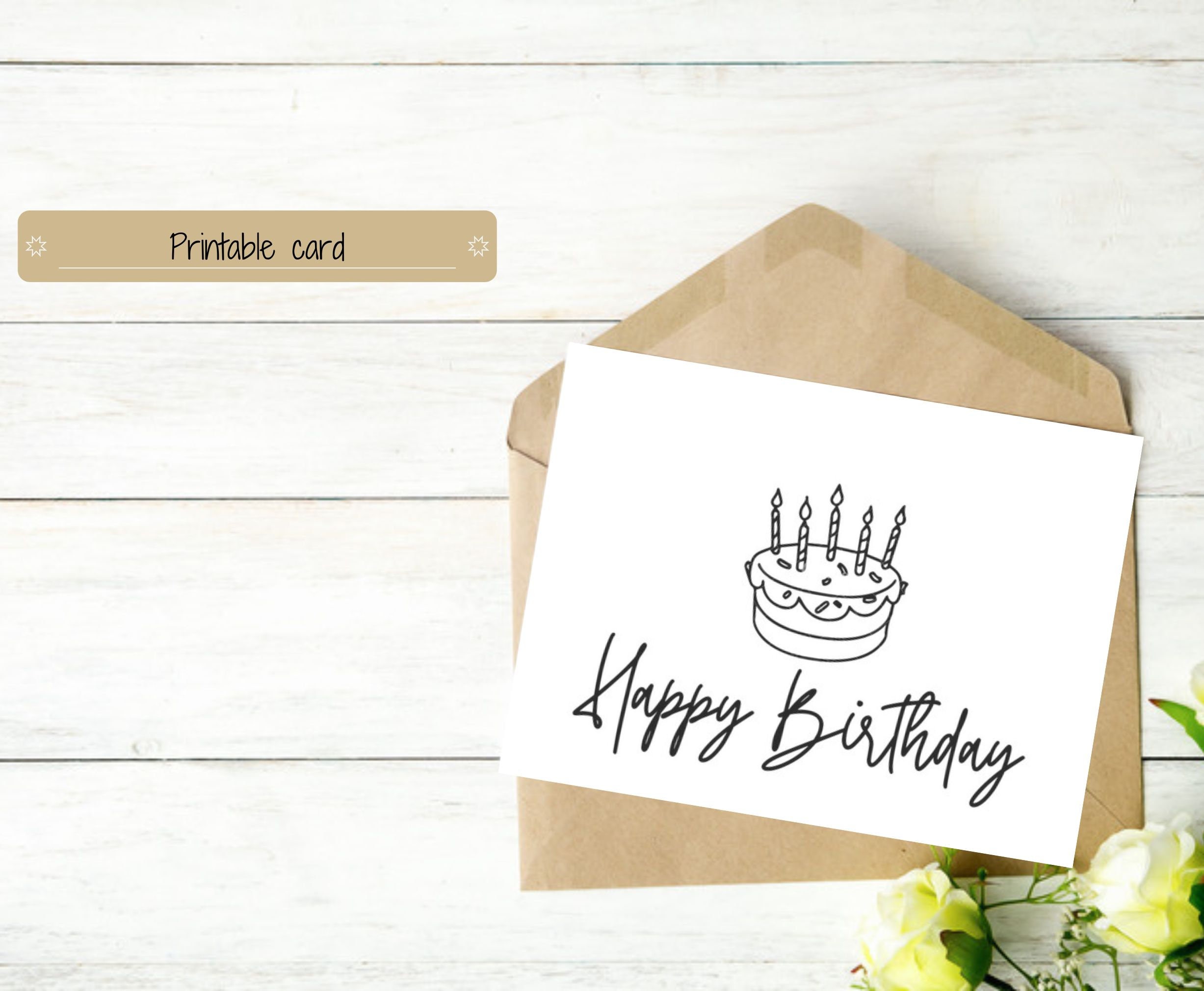 Printable Happy Birthday Card, HBD Greeting Card, Instant Download 5x7 ...