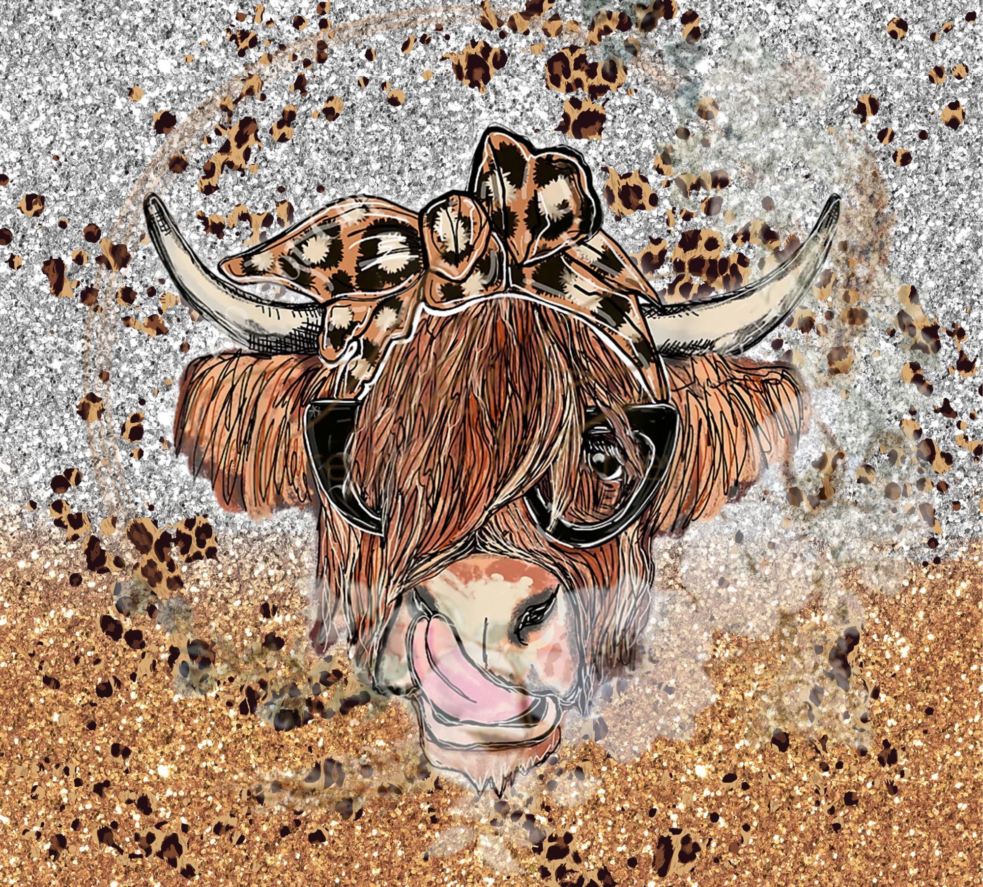 20 Oz Highland Cow, Leopard Print, Png, Instant Download - Etsy