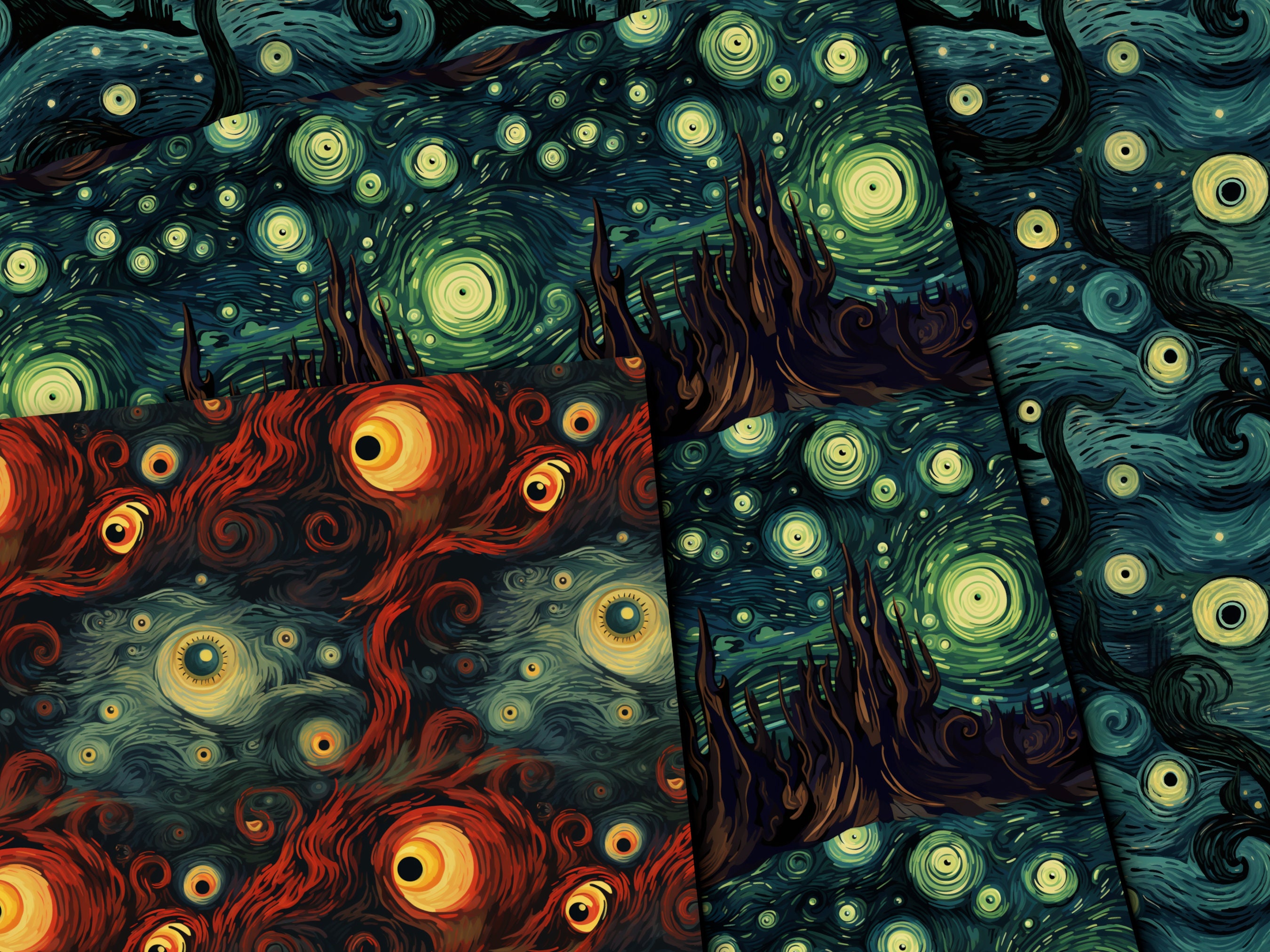 Eldritch Starry Nights Digital Paper Pack | Seamless Patterns | Instant ...