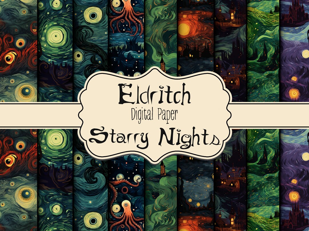 Eldritch Starry Nights Digital Paper Pack | Seamless Patterns | Instant ...