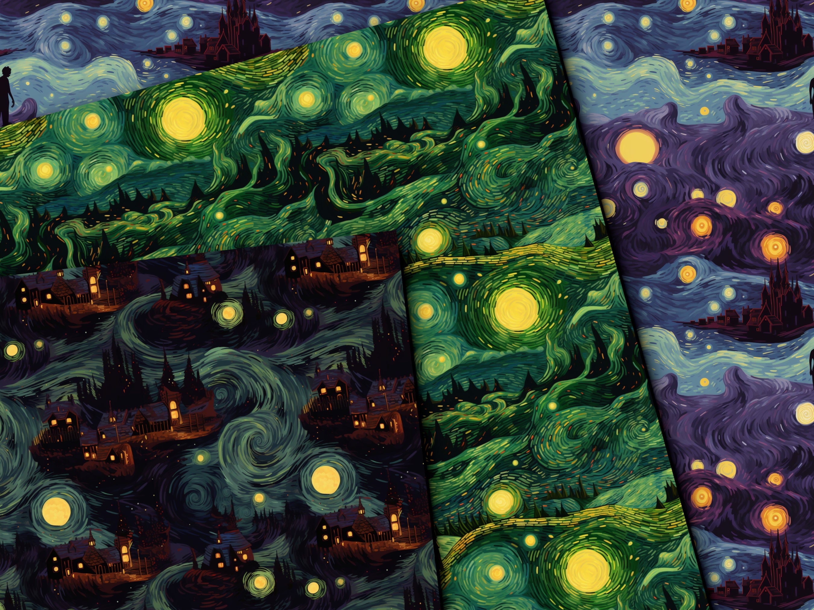 Eldritch Starry Nights Digital Paper Pack | Seamless Patterns | Instant ...