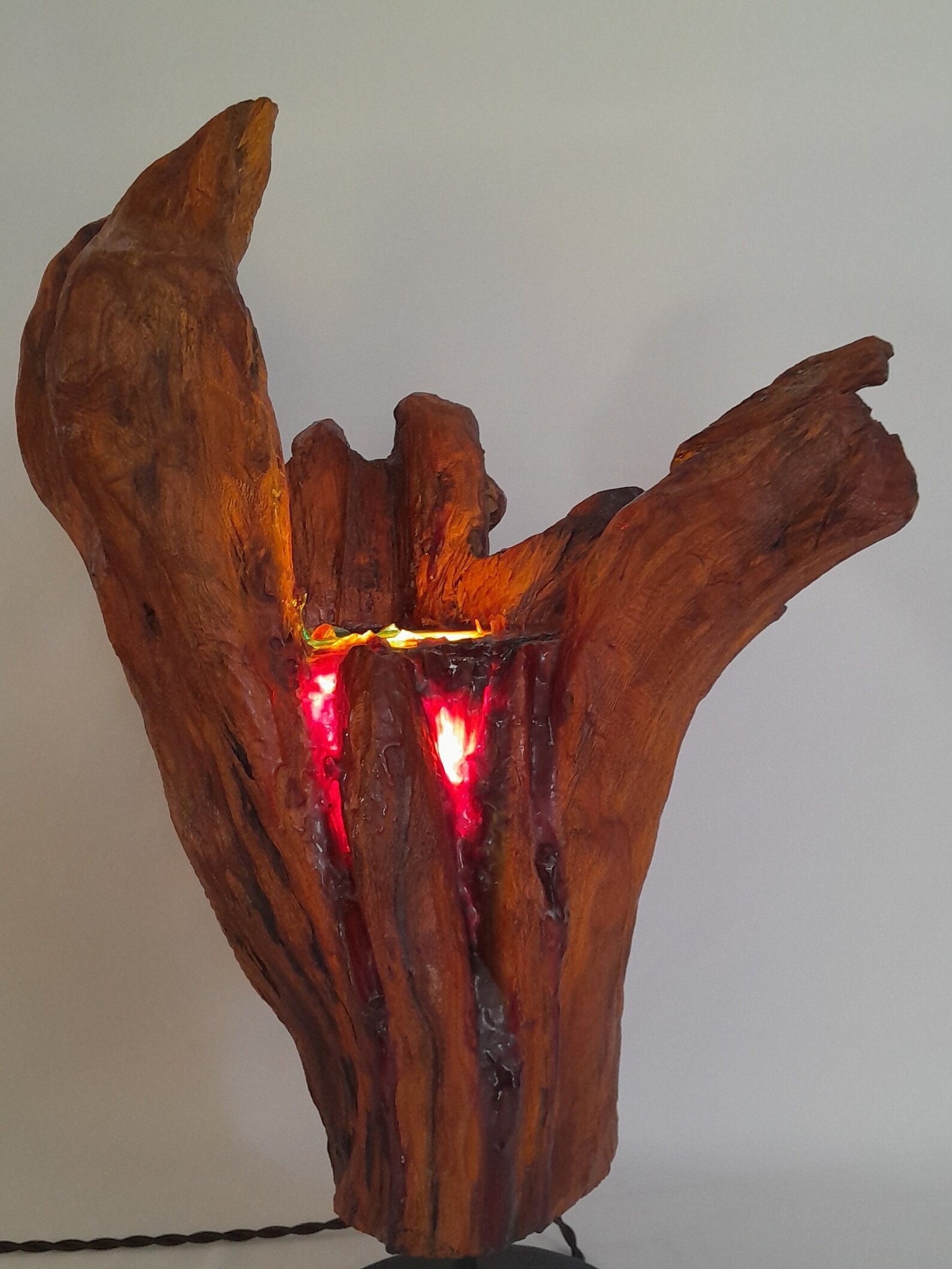 Abstract Wooden Sculpture, Wooden Lamp With Epoxy Resin, an Original ...