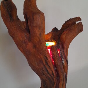 Abstract Wooden Sculpture, Wooden Lamp With Epoxy Resin, an Original ...
