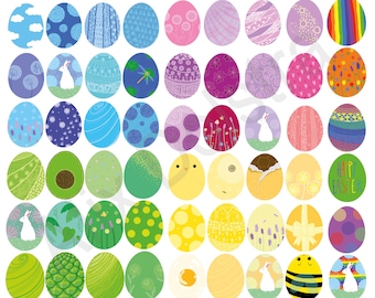 Rainbow Easter Egg Set PSD PNG Clip Art Set Colourful | Etsy