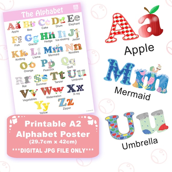 A to Z Printable A2 Alphabet Poster JPG File Educational | Etsy