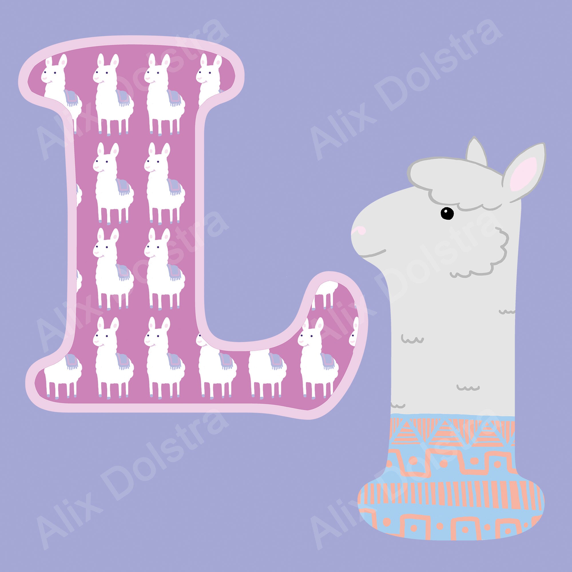 L is for Llama, PNG Clip Art Set, Digital Download, Learning for Kids ...