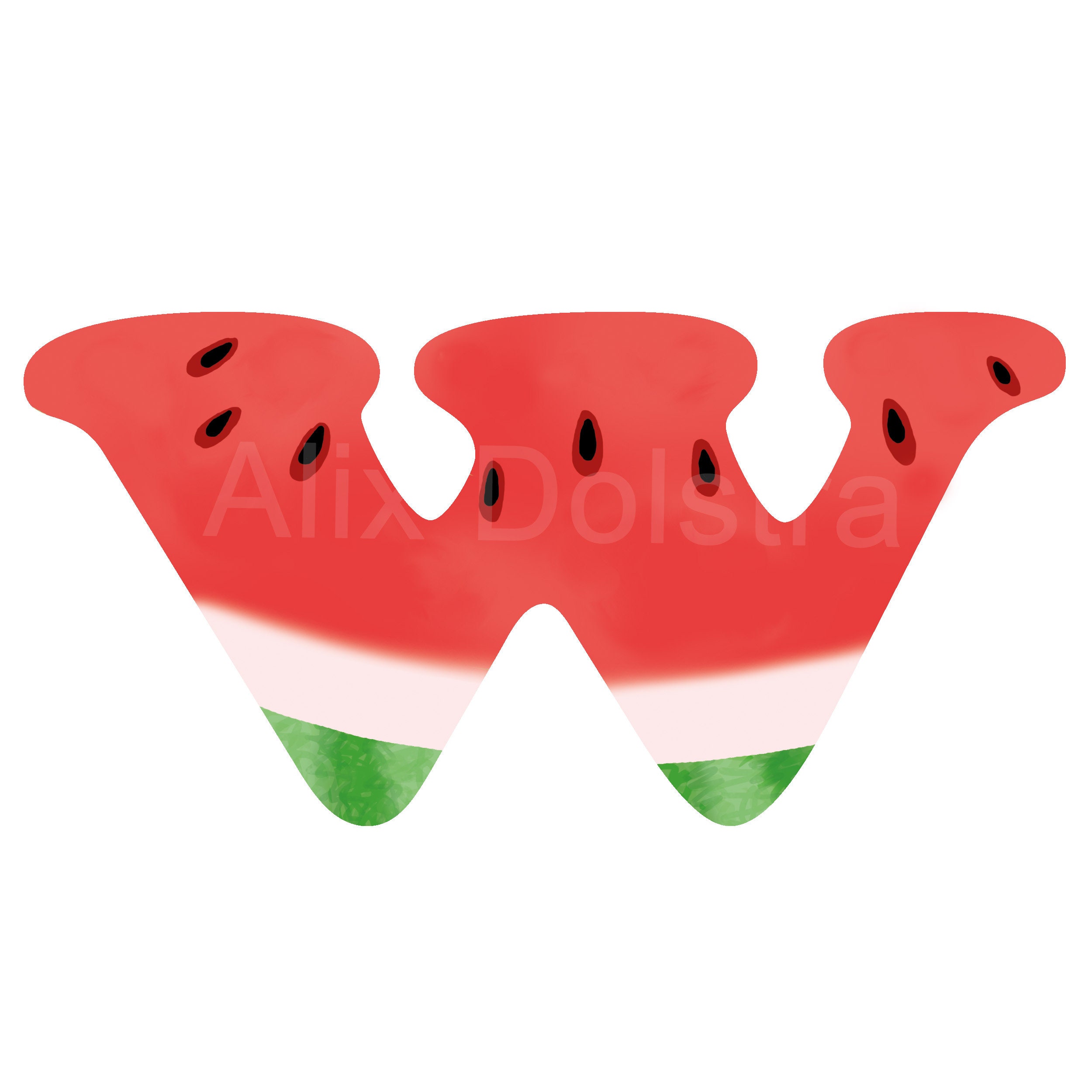 W is for Watermelon, Alphabet Letter PNG Clip Art Set, Digital Download ...