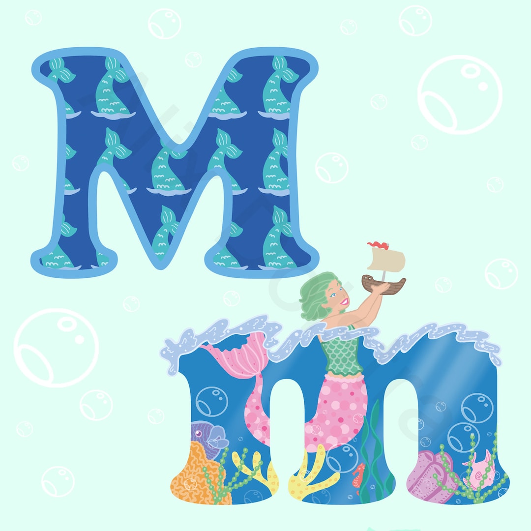 M is for Mermaid, Clip Art PNG Set, Alphabet Educational Resource ...