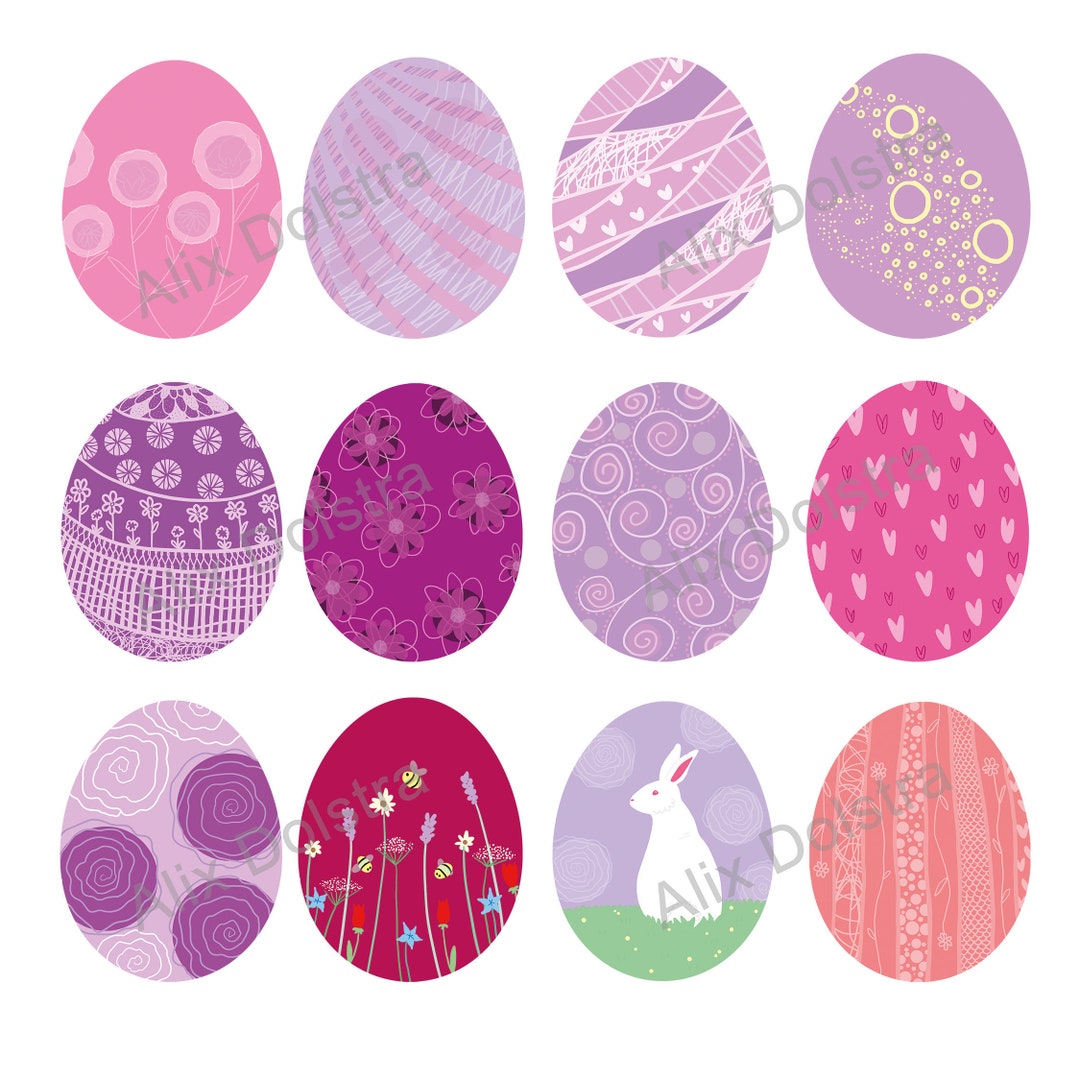 Pink Easter Egg Set, PNG, PSD Clip Art Set - Etsy