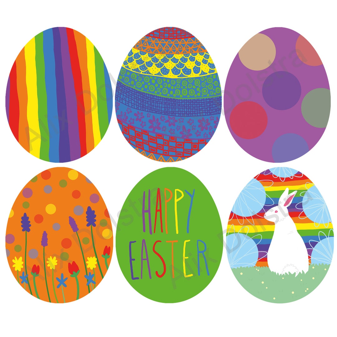 Rainbow Easter Egg Set, PSD, PNG Clip Art Set, Colourful, Printable ...